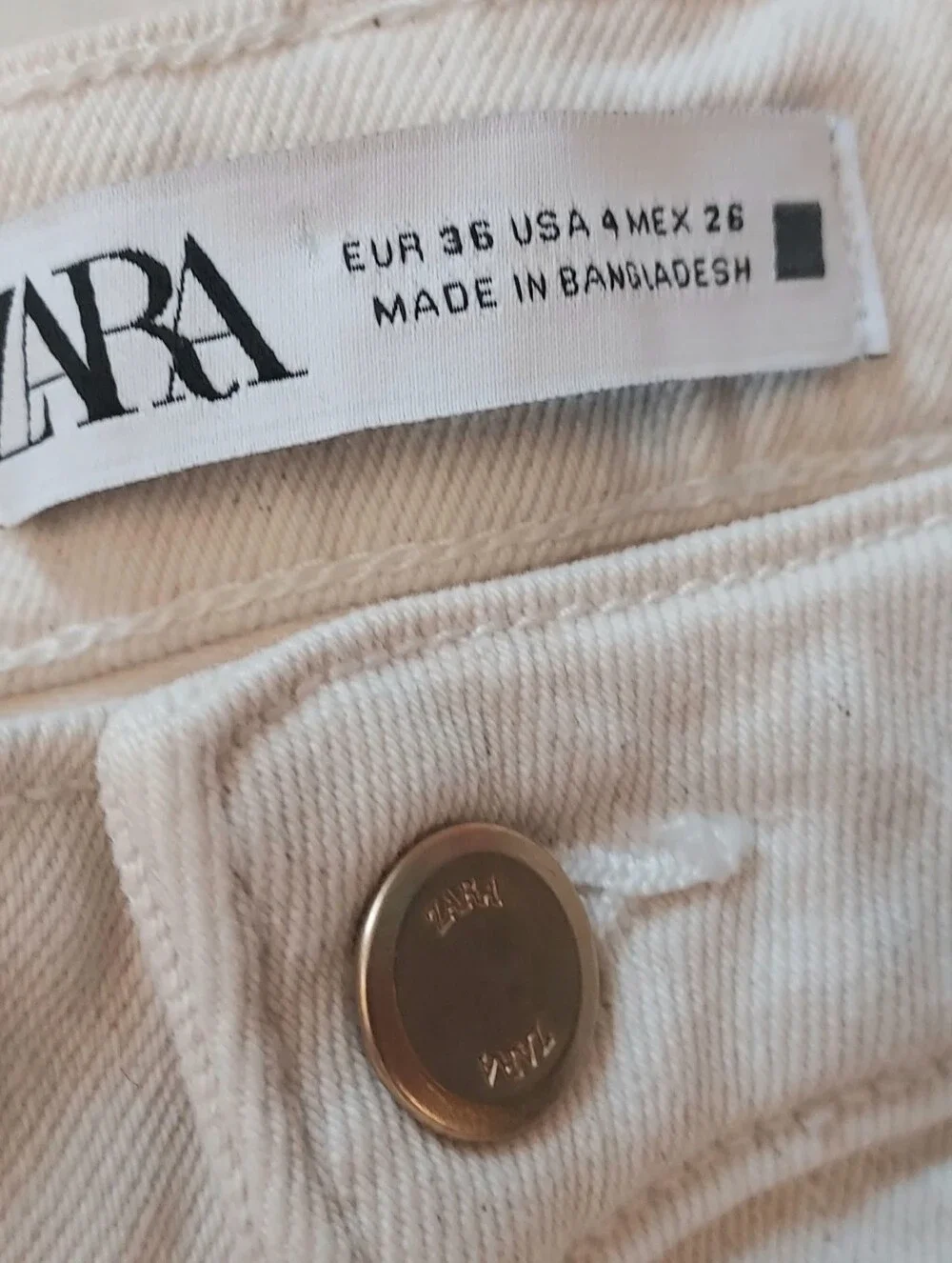 Zara | Jeans | Zara Jeans Size 4 Denim Jean Cream Natural Patch Pocket ...